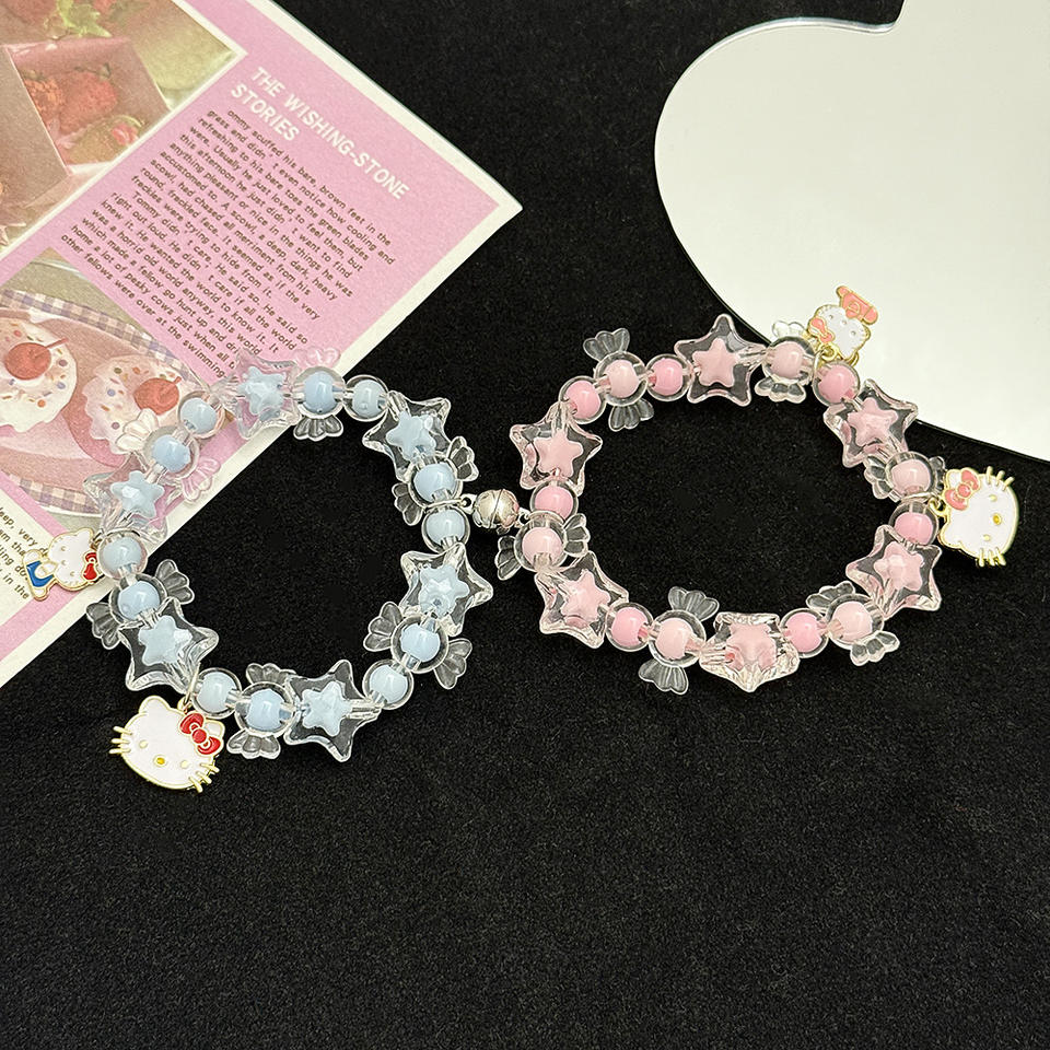 Hot-selling Women's Cute Cartoon Cat Headpiece Pendant Acrylic Beaded ...