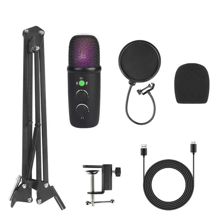 2024 New Arrival BM-502-B 14mm Diaphragm USB Wired RGB Condenser Gaming ...