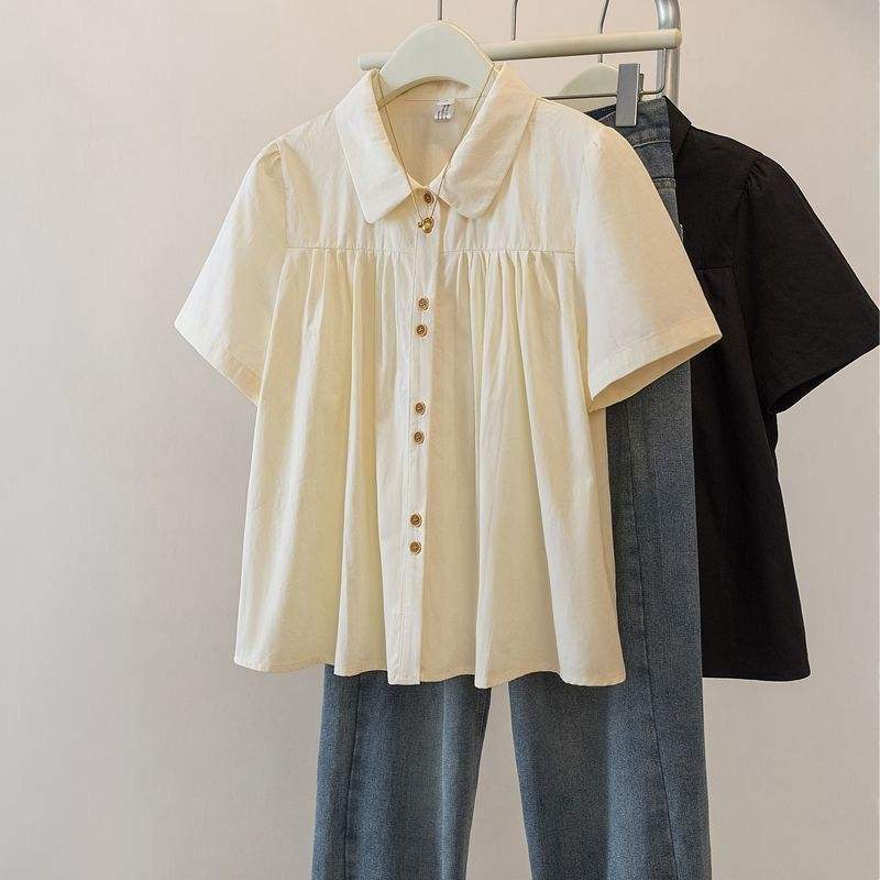 2026 New French Style Plus Size Women Short Sleeve Shirt, Slim Fit ...