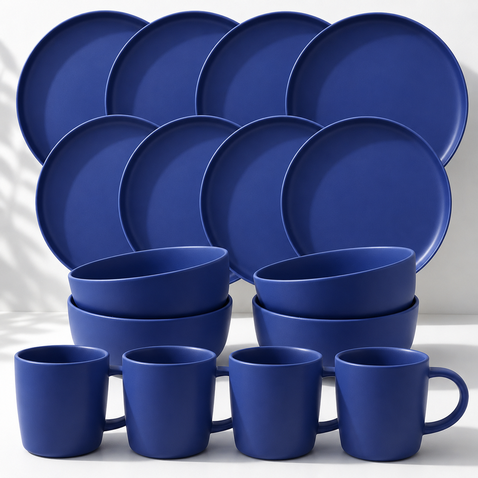 Guangda Luxury Matte Royal Blue Premium Porcelain Dinnerware Set Modern ...