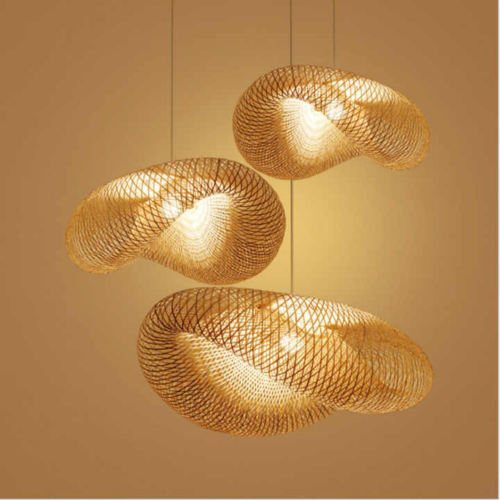 Rattan Pendant Light for Kitchen Bamboo Lampshade Handmade Weave ...
