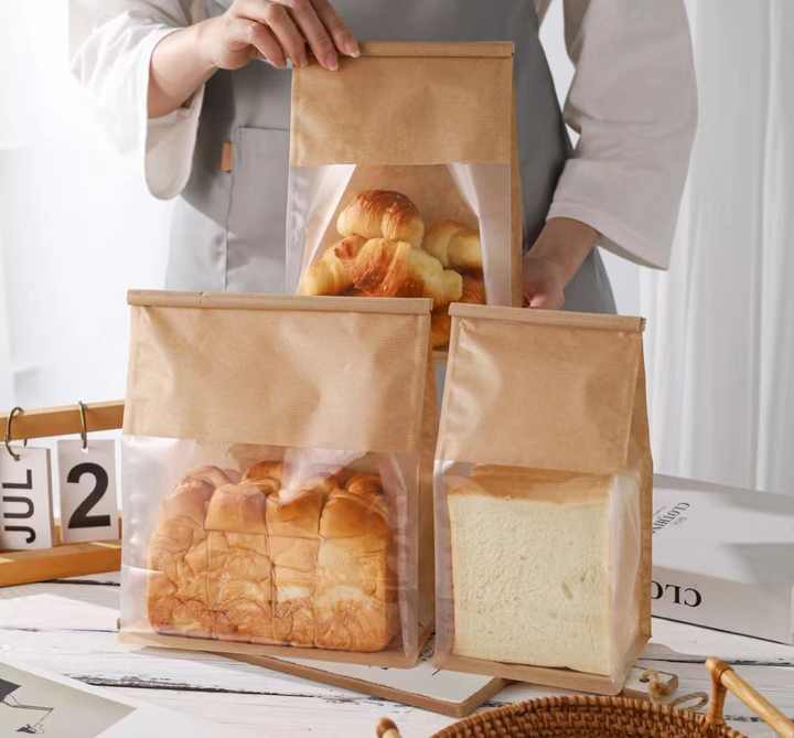 Reusable Flat Bottom Pouch Toast Baked Bread Bag Storage Roll Packing ...
