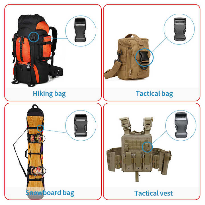 Black Plastic Adjuster Side Release Backpack Chest Connect Clip Buckle ...