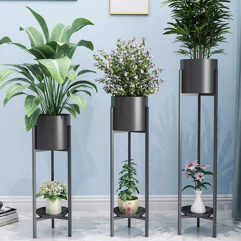 Set of 3 Indoor Plant Stand Metal Greenery Display Stand with Removable ...