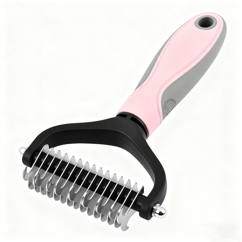 2 in 1 Dog & Cat Grooming Brush Double-Sided Metal Comb for Deshedding ...