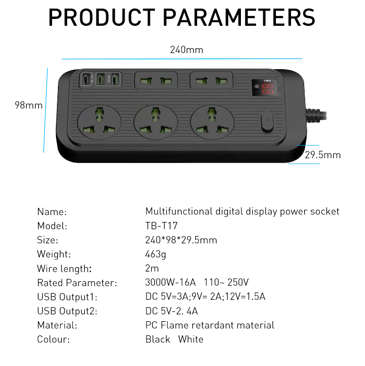 High power porous household power socket main control power socket ...