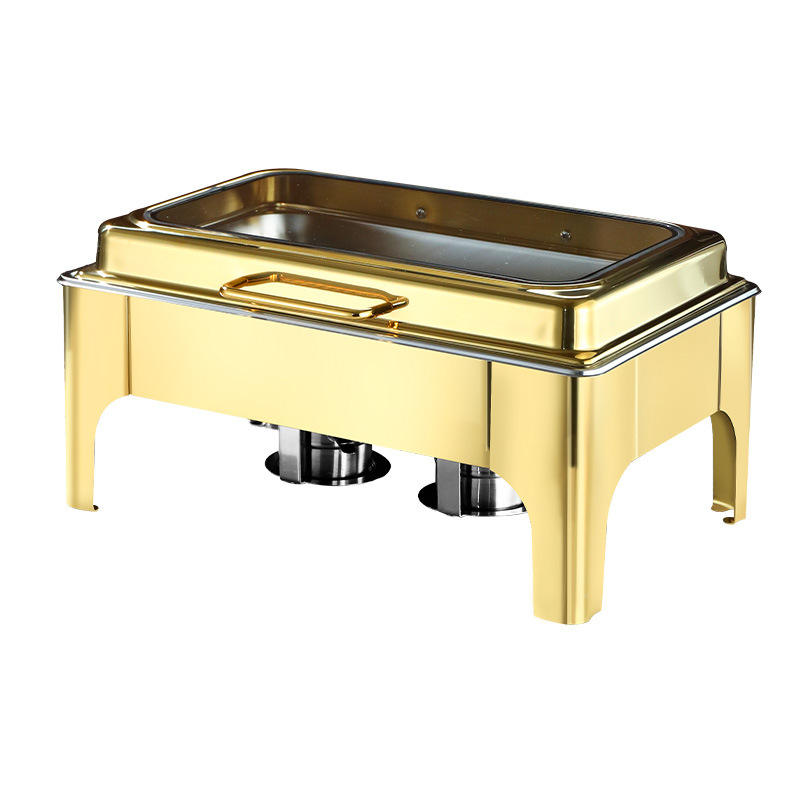 OULU Golden Stainless Steel Hotel Buffet Stove Display Plate Breakfast ...