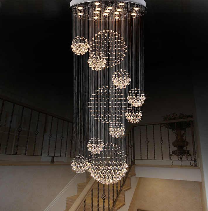 Luxury Modern Spiral Stair Ceiling Lamp - Crystal Chandeliers for Hotels