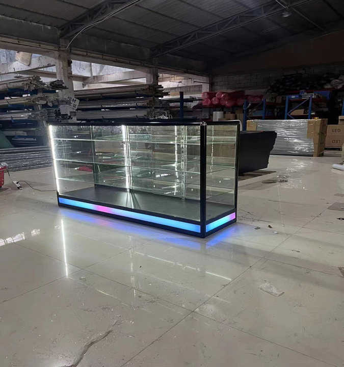 Custom Glass Display Showcase with Running Light Aluminum Frame Floor ...