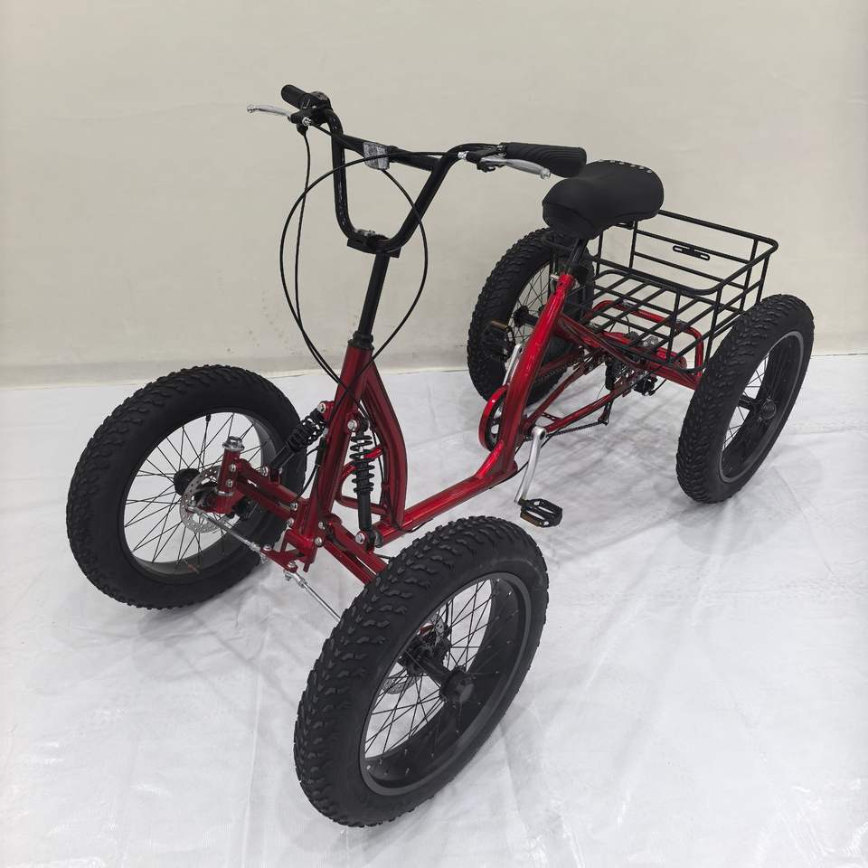 Fat Tire Off-Road Pedal Quad Bike with Rear Hub Motor Disc Brake Steel ...