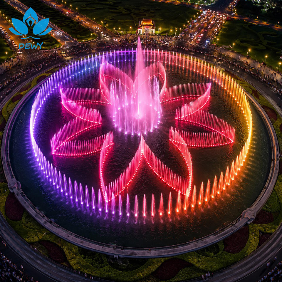 Multishape Flower Outdoor Fountain Dance Fountain Color Changing Light ...