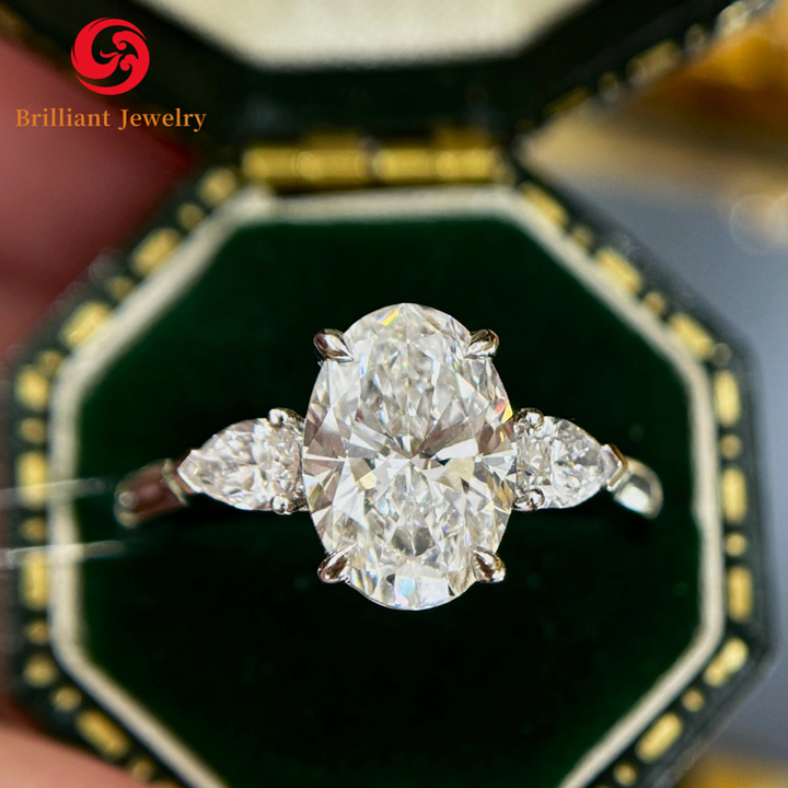 Wholesale Diamond Rings 18K 14K Real Gold HPHT CVD Lab Grown Oval ...