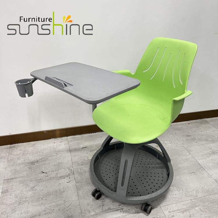 Movable Writing Tablet Lecture Chair 360 Swivel Tablet Chair with Cup ...