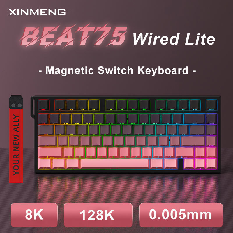 คีย์บอร์ด Xinmeng Beat75 RGB 8000Hz สำหรับเล่นเกมแบบมีสาย สวิตช์ ...