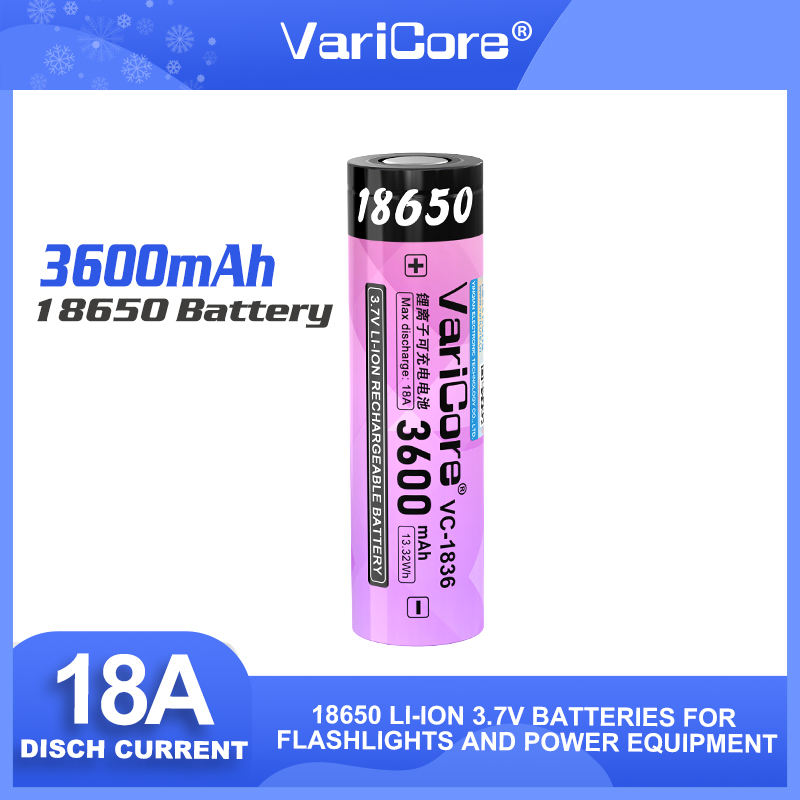 VariCore VC-1836 18650 Power Battery High-Energy Pink Cylindrical ...