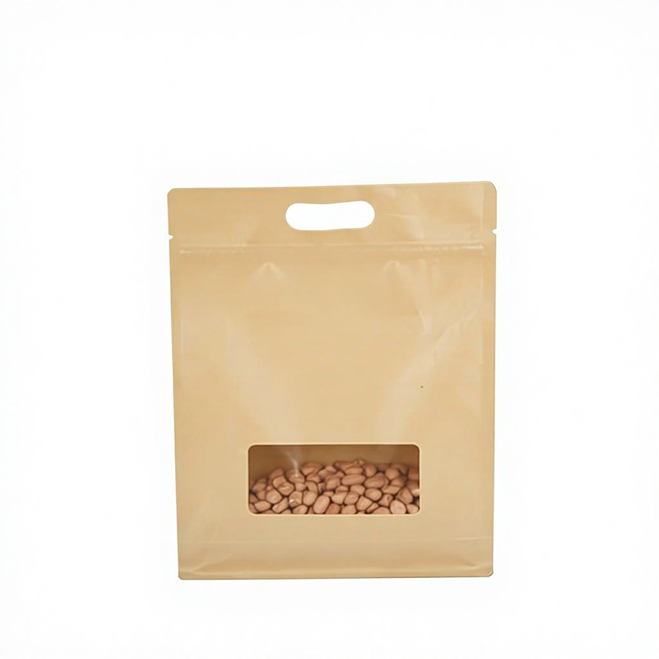 Customized Logo Eco-Friendly Reusable Kraft Paper Bag with Window ...