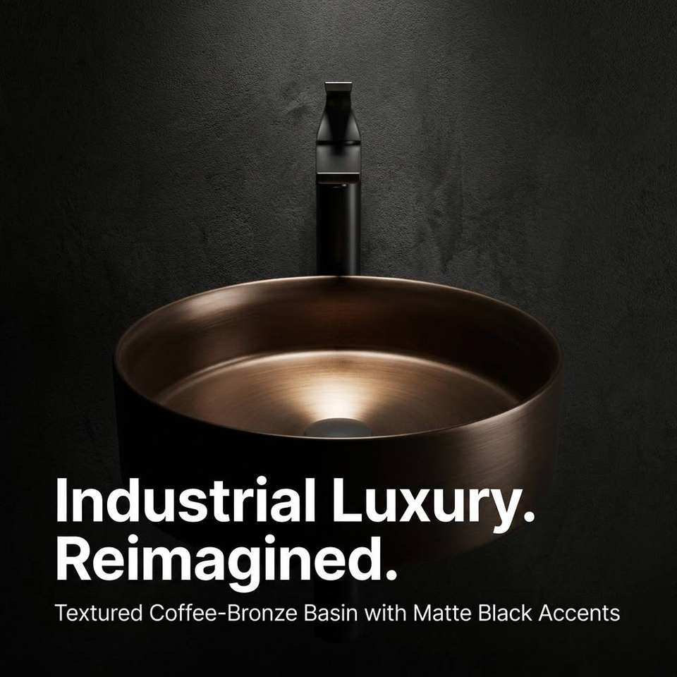 Ceramic Round Hand Wash Basin Striped Design Above Counter Hotel Use ...