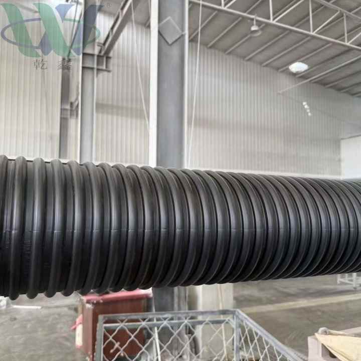 SN8 DN300 400 600 HDPE Spiral Corrugated Pipe with Steel Belt Reinforcement Flexible PE Sewage ...
