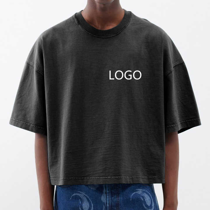 240 Gsm Cotton Tee Shirt - Blank Acid Wash Boxy Cropped