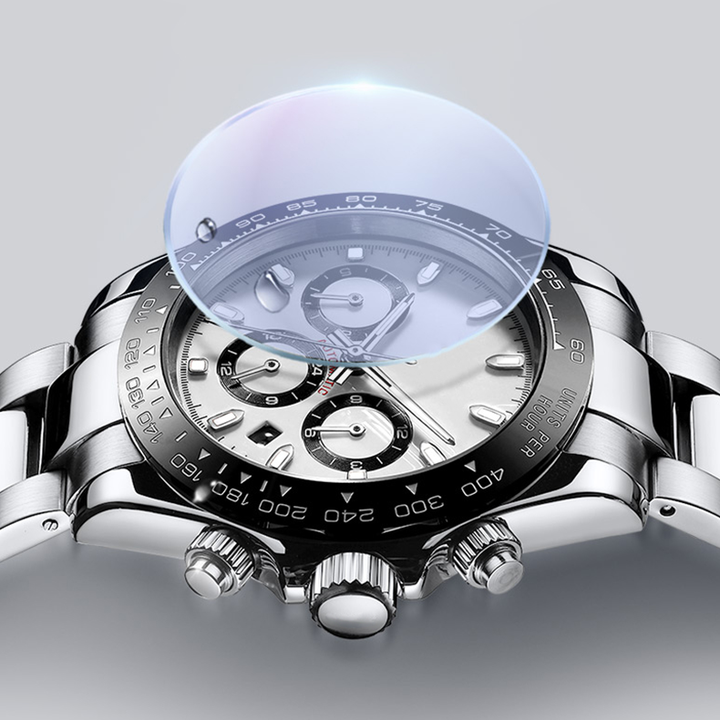Dome Chronograph Quartz Fashion Stainless Steel Mens Wrist Watches