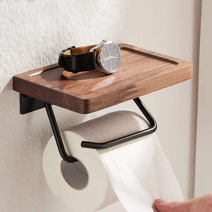 Wooden Wall Mount Paper Holder - Simple & Stylish Design