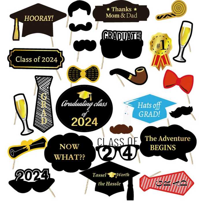 Hstyle Graduation Photo Booth Props - 50count Large Decor