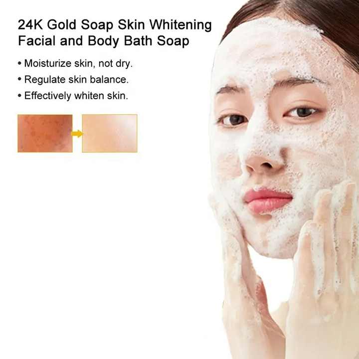 24K Gold Foil Amino Acid Bar Soap - Deep Cleaning & Whitening