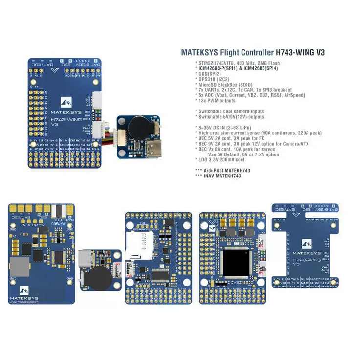 MATEK H743-WING V3 ArduPilot INAV 3-8S H743 Flight Controller 30.5X30 ...