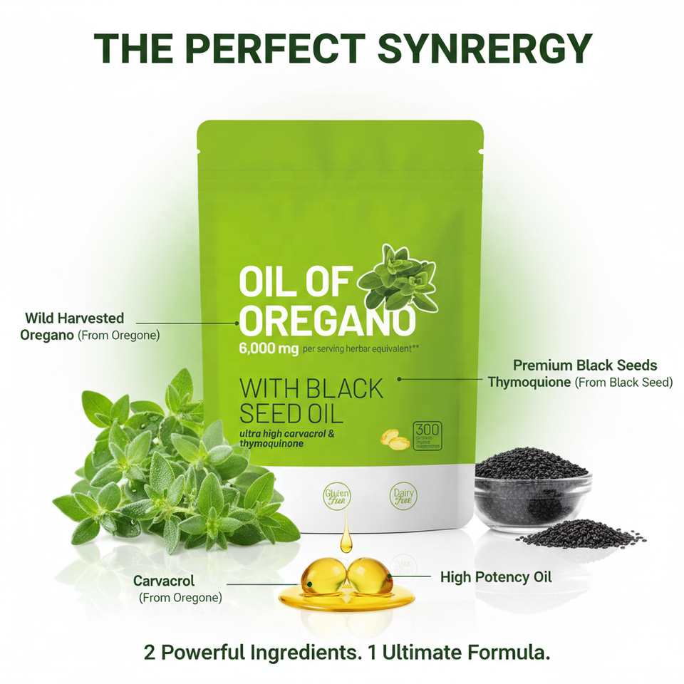 Oil of Oregano & Black Seed Oil Softgels 6000mg Immune Support ...