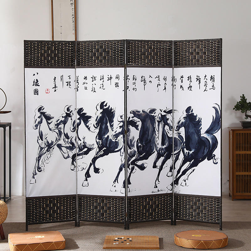 Folding Screen Room Divider Chinese Style Wooden Screen-Wood Pattern ...
