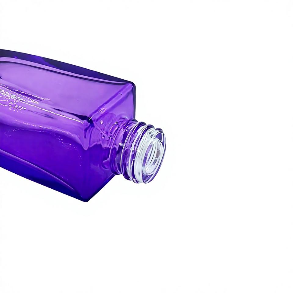 30ml Luxury Purple Color Cosmetic Glass Serum Bottle with Press Dropper ...