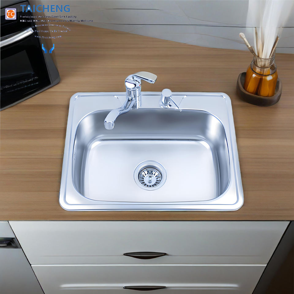 530*420mm 201 Stainless Steel Satin Finish Single Bowl Narrow Kitchen ...