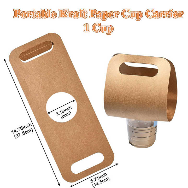 Disposable Paper Cup Holder Custom Kraft Paper Cup Carrier with Handle ...
