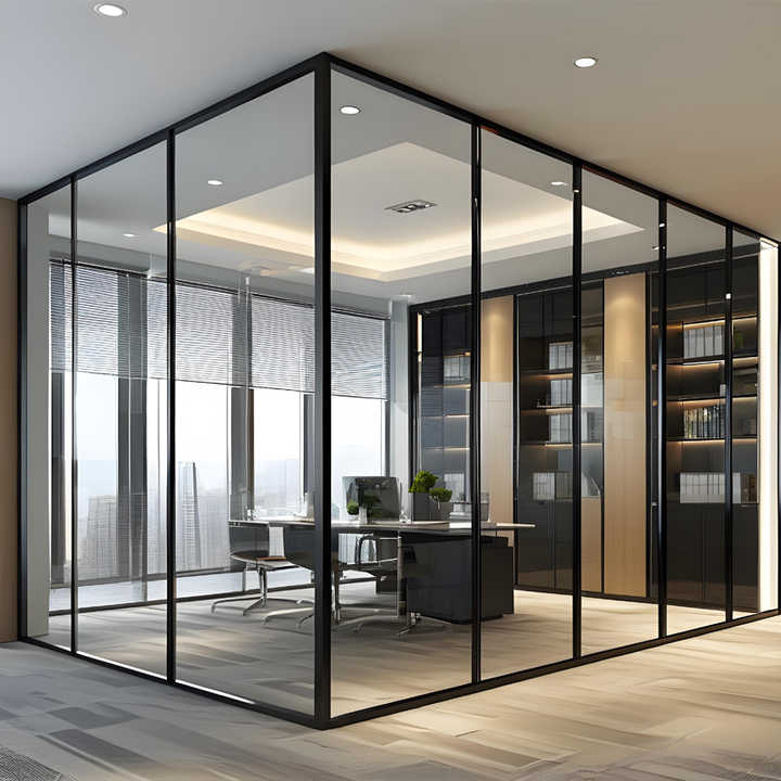 Folding Glass Partition Wall Panel Office Separator with Durable Glass ...