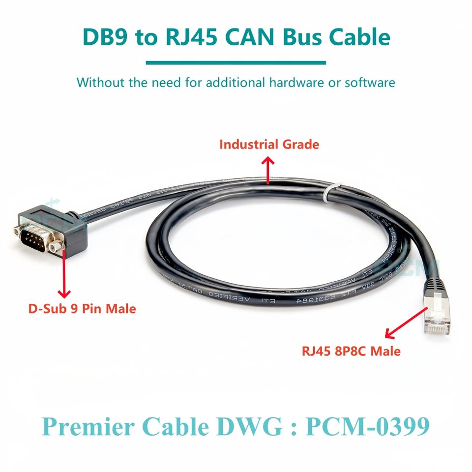CAN Adapter Cable RJ45 to D-Sub 9 Pin, DB9 to RJ45 Ethernet Connector ...
