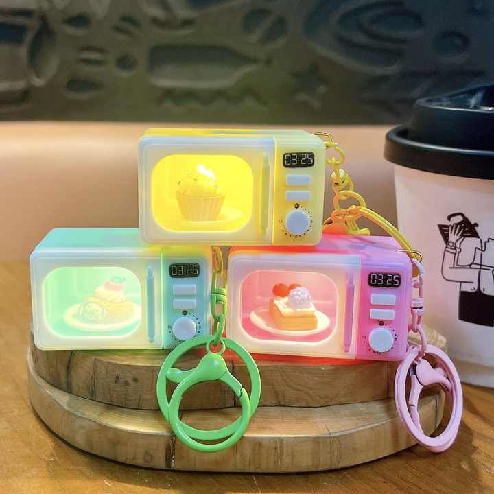 Creative Light Microwave Keychain Cute Bag Accessories Student Toys ...
