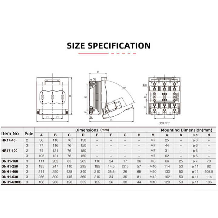 3 Phase Electrical Isolator - Busbar Isolator Fuse Switch