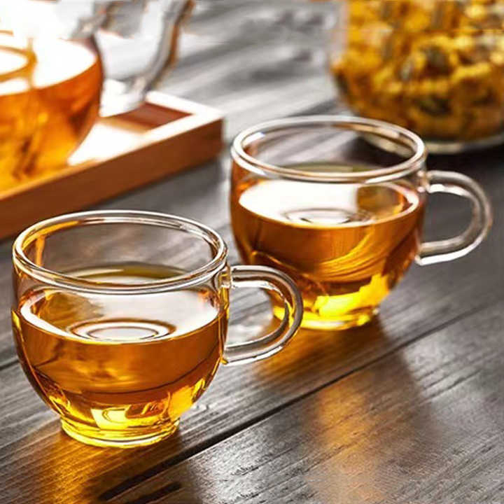 Clear Glass Tea Cups With Saucer Heat Resistant Coffee Cup High ...