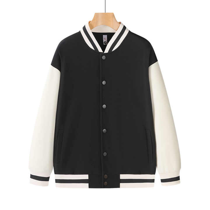 Stand Collar Thin Breathable Varsity Jacket Color Contrast Loose Casual ...