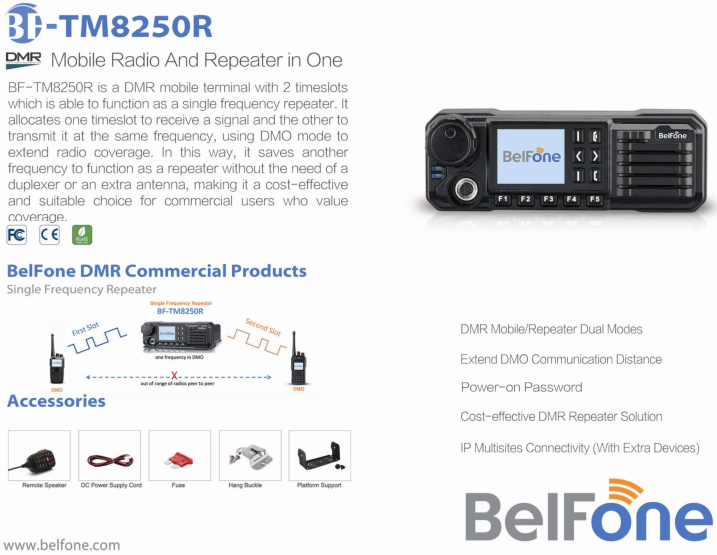25W Commercial DMR Digital TDMA Mobile Radio BF-TM8250