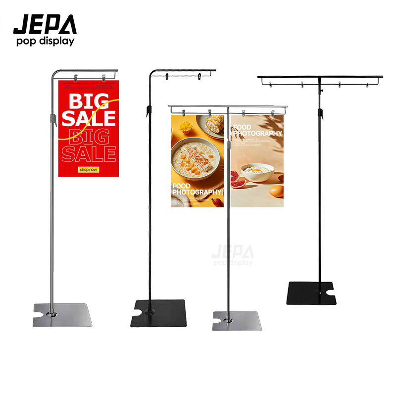 Adjustable T & L Shape Metal Banner Holder Stand for Store Display