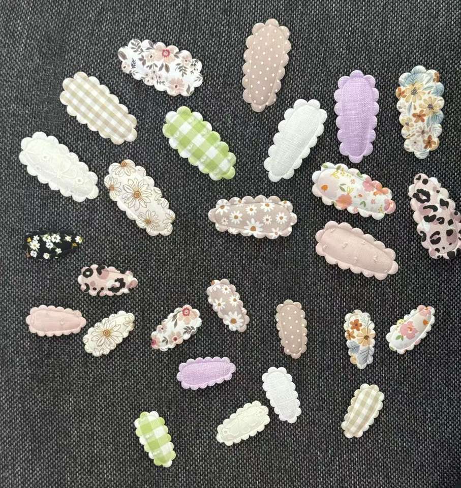 Handmade Girls Hair Clips Large Fabric Fringe Clips Fabric Hair Snap ...