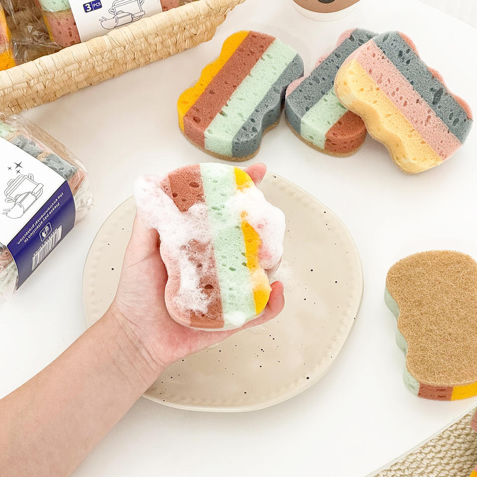 Cross-border Sustainable Dishwashing Sponge Block Scouring Pad Kitchen ...