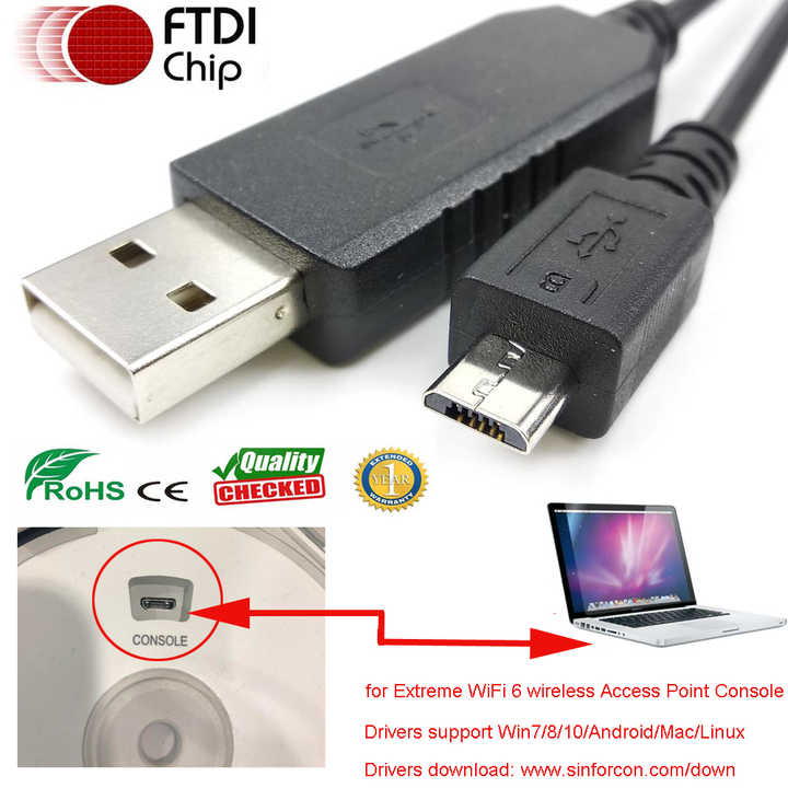 USB to Micro USB TTL Serial Cable for Extreme Network Wifi 6 AP