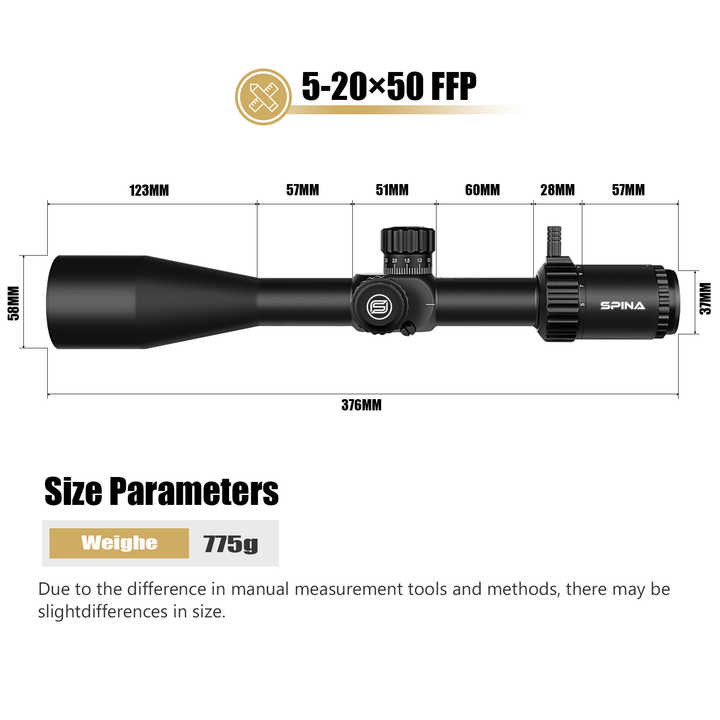 SPINA OPTICS 5-20x50 Zero Stop FFP Illuminated FMC Scope