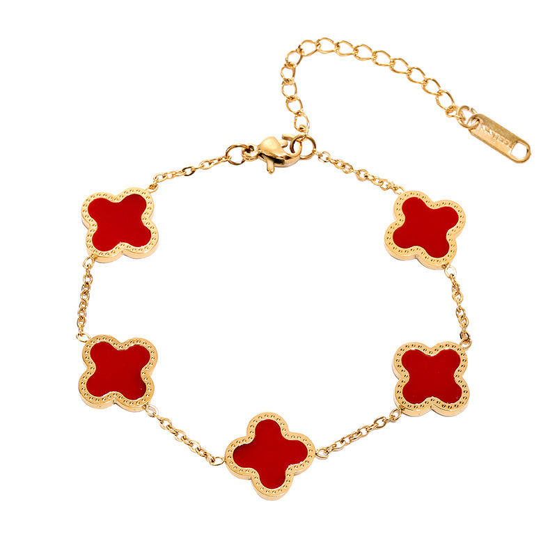 Women's Classic 18K Gold Plated Stainless Steel Clover Bracelet