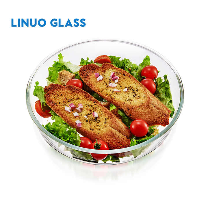 LINUO High Borosilicate Glass Baking Pan Clear Microwave Oven Plate ...