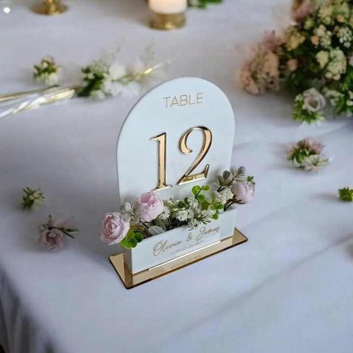 Elegant Modern DIY 3D Gold Floral Centerpiece and Acrylic Table Numbers ...