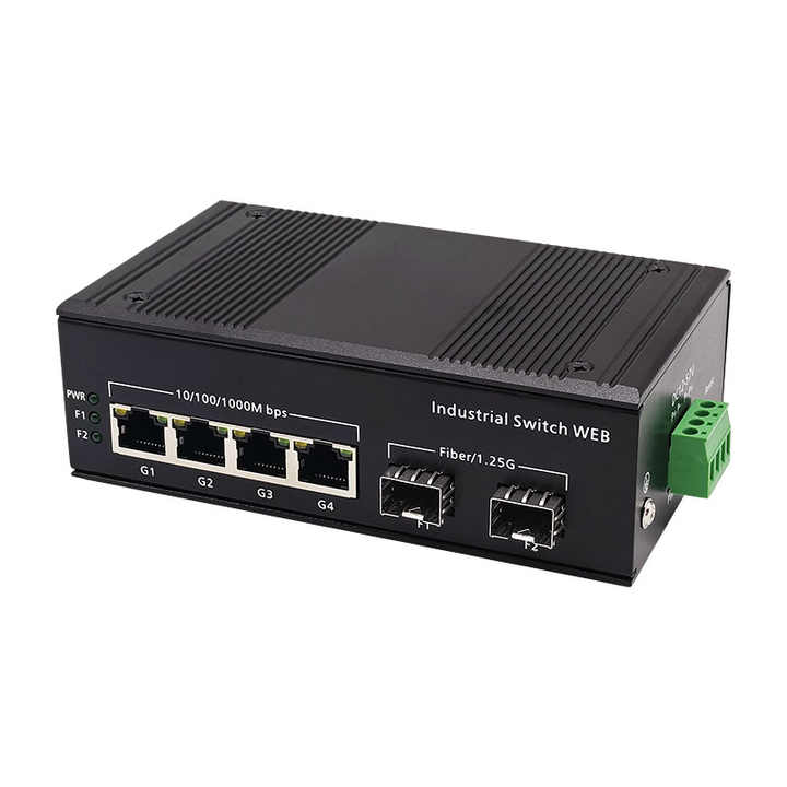 Industrial Ethernet Switch with 2 SFP Slots & 4 RJ45 Ports
