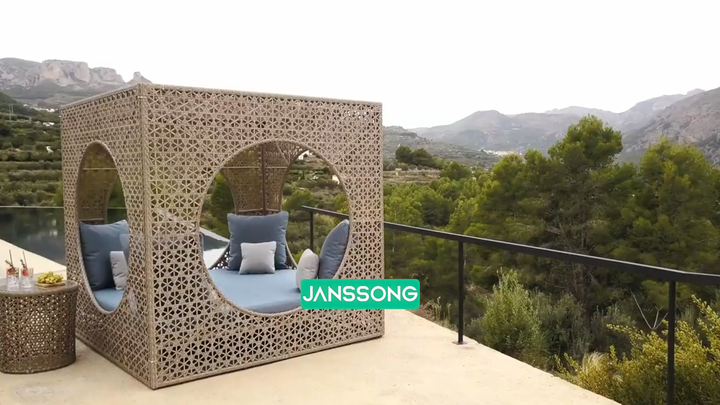 Hotel Outside Hollow Lounge Chair - Durable Rattan Daybed
